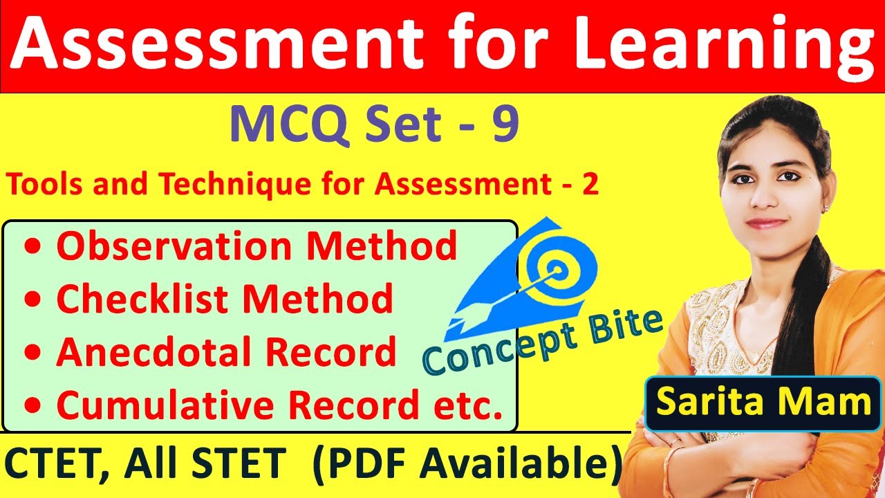 MCQ for ASSESSMENT FOR LEARNING | Assessment tools and technique | Part ...