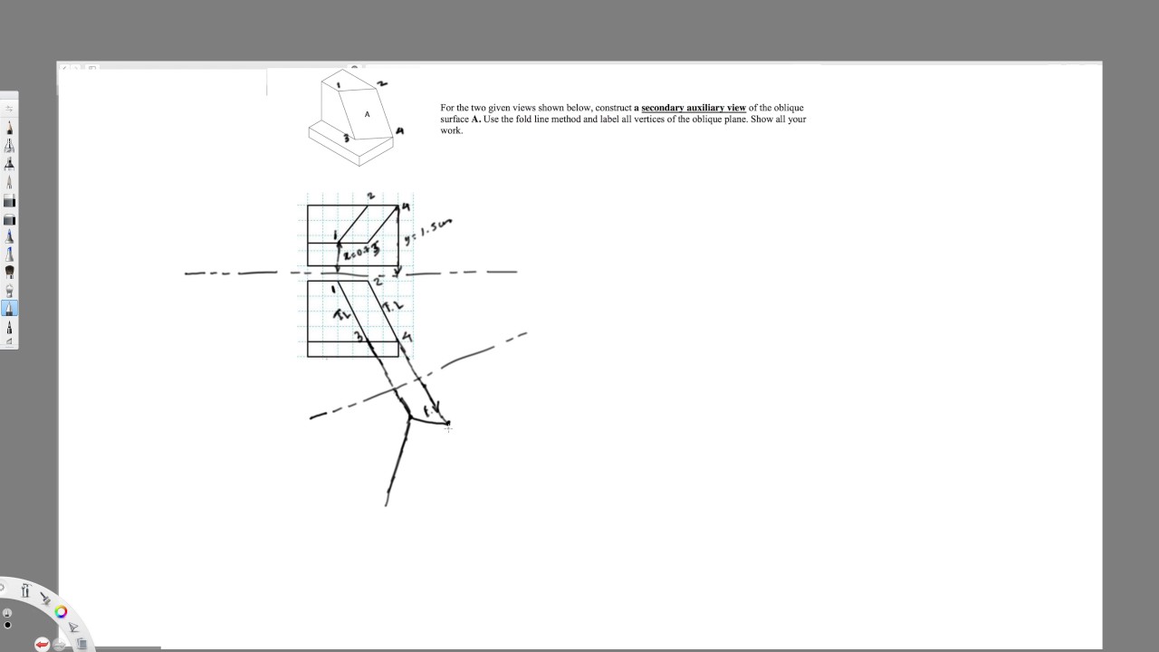 Construct a secondary auxiliary view of the oblique surface A - YouTube