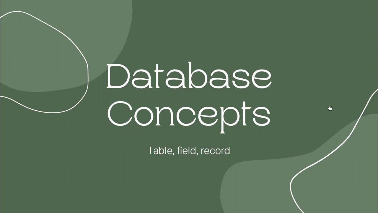 CSE 340 - Database concepts: table, field, record - YouTube