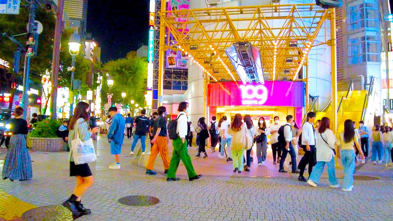 Shibuya in Tokyo. Enjoy the neon city at night♪💖🐶4K ASMR non-stop 1 ...