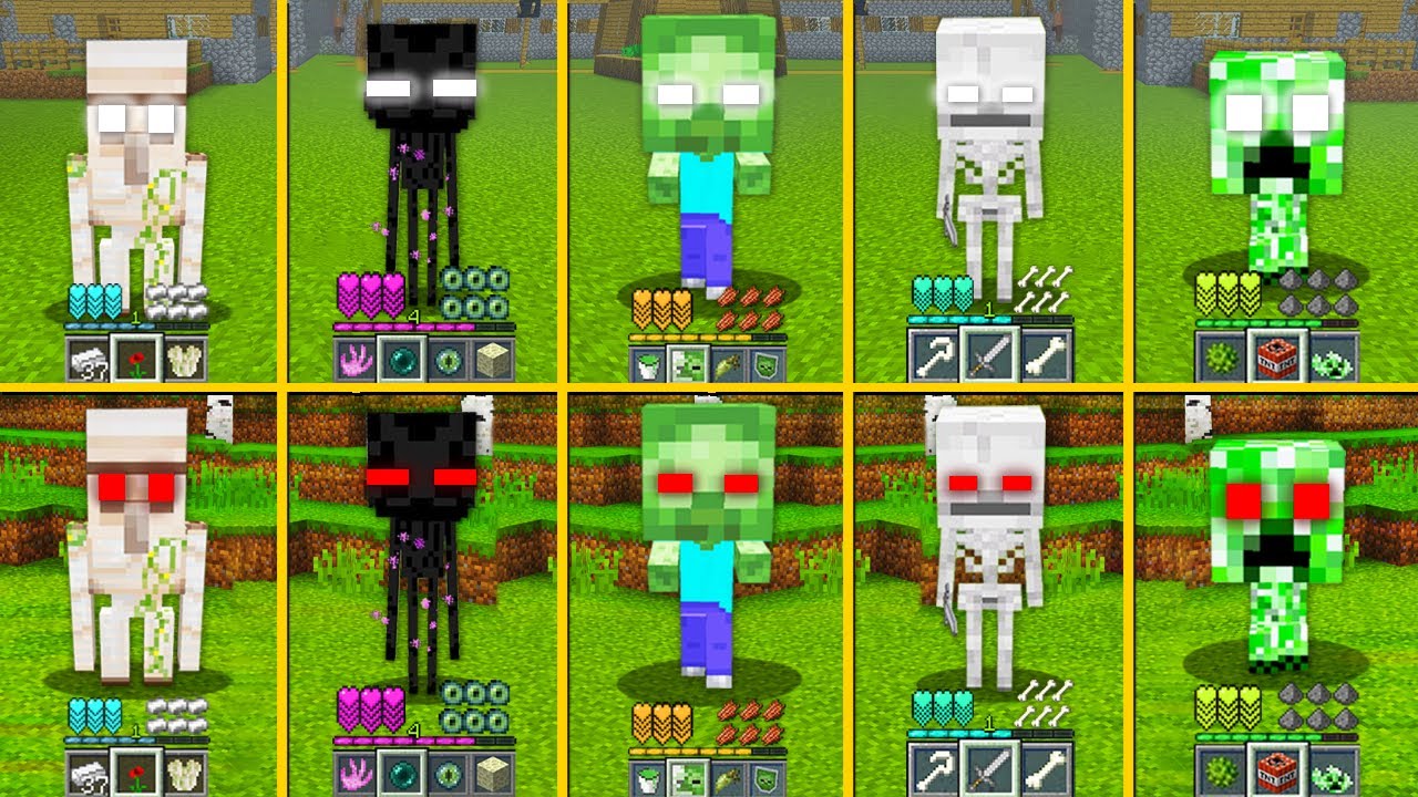 MINECRAFT ALL LITTLE MOBS.EXE vs LITTLE HEROBRINE MOBS SKELETON ZOMBIE ...