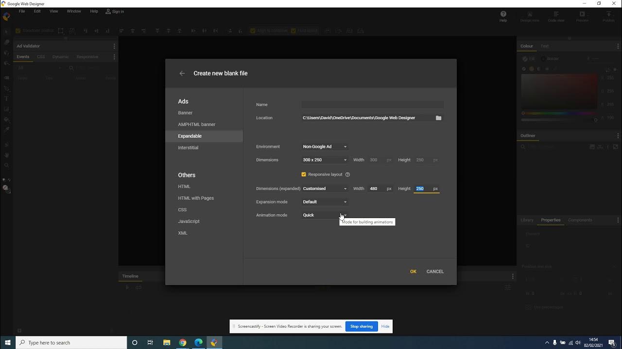 Google web designer - Creating a new html page - YouTube