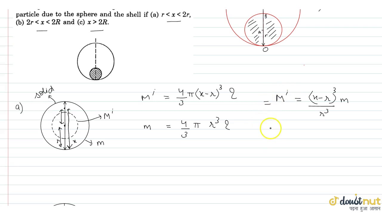 a solid sphere of mass m and radius r is placed inside a hollow thin ...
