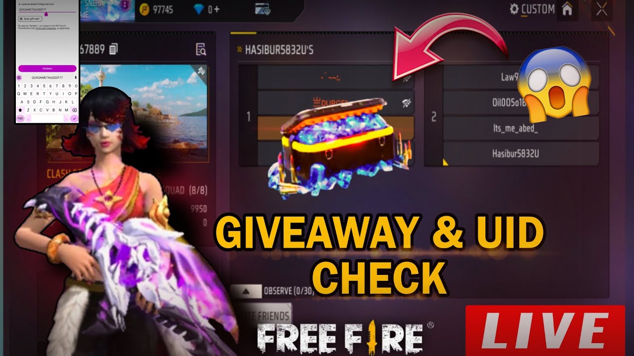 New Season 🔥 Live Uid Check + Unlimited Costume Free Fire Live stream ...