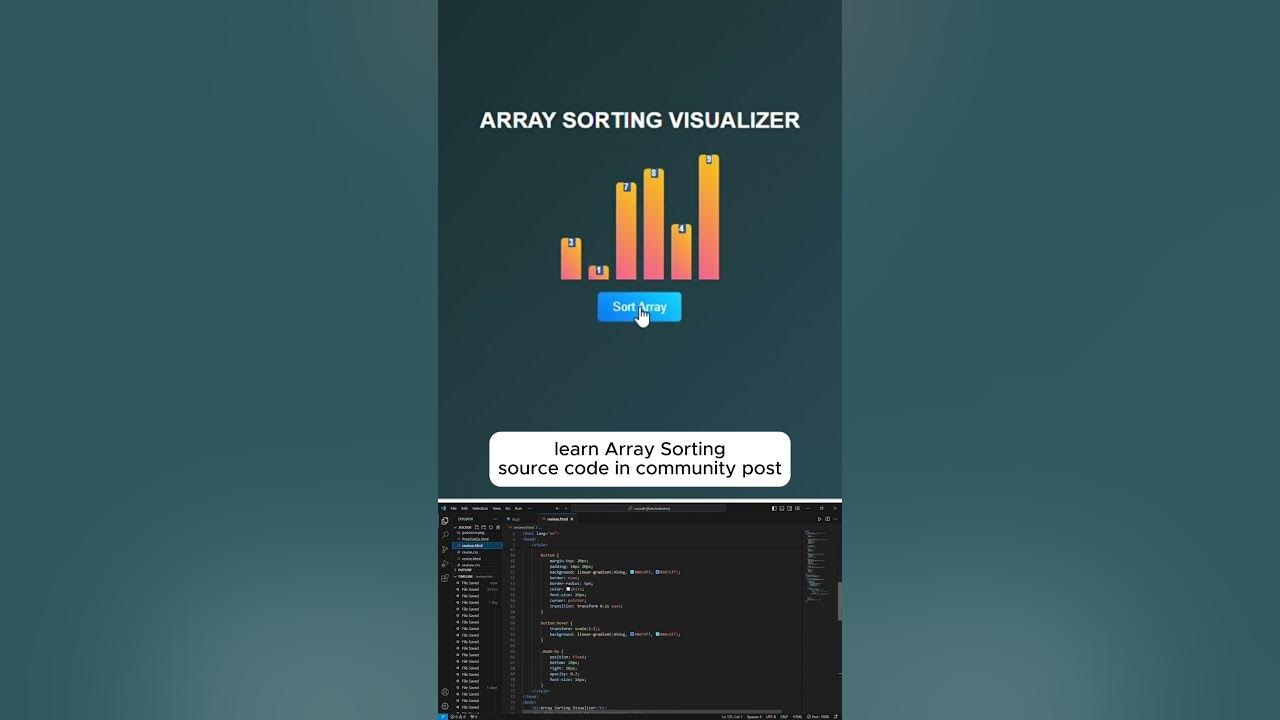 Array Sorting Visualizer – Bring Algorithms to Life with HTML, CSS & JS! 📊 #webdesign #shorts ...