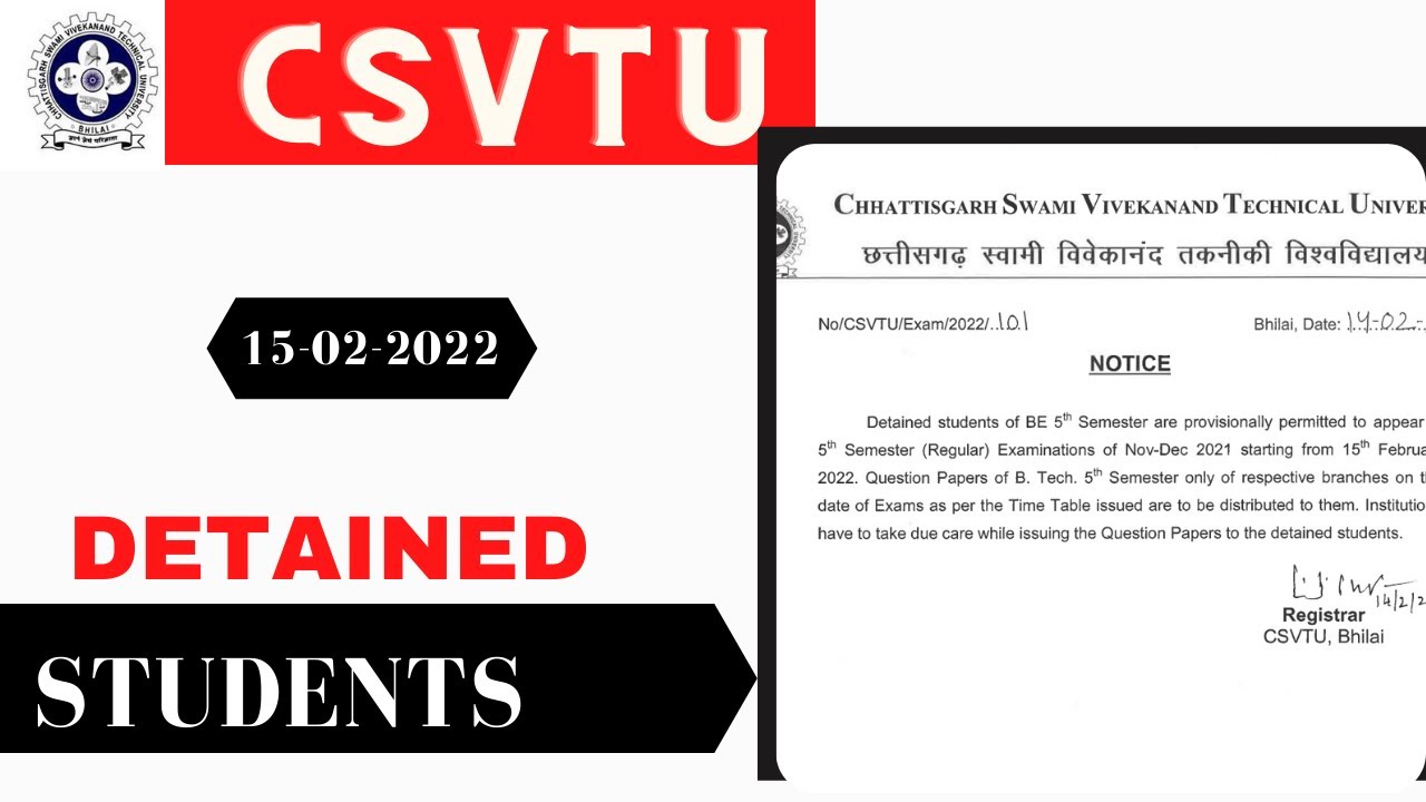 Regarding Detained Students -Official Notice | CSVTU - YouTube