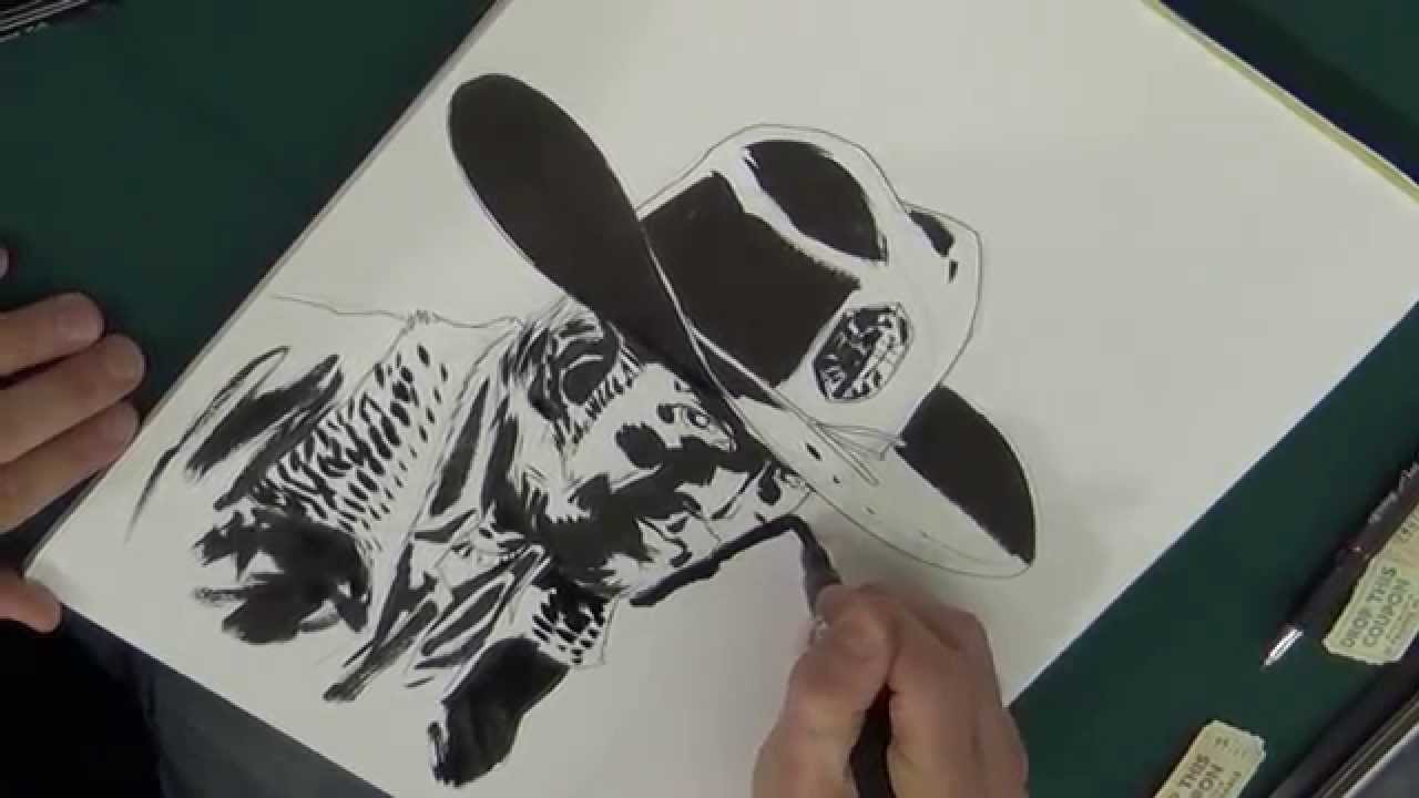 Charlie Adlard drawing Rick Grimes from Walking Dead - YouTube