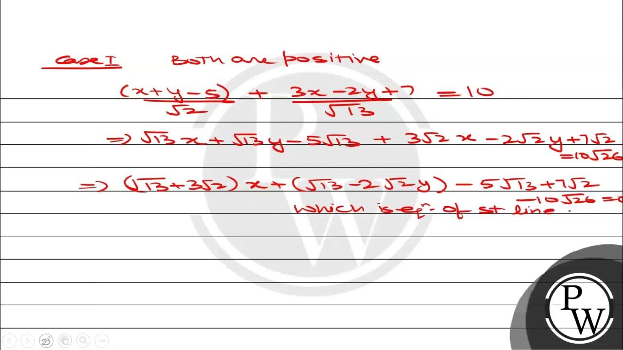 If sum of the perpendicular distances of a variable point \( \mathr... - YouTube