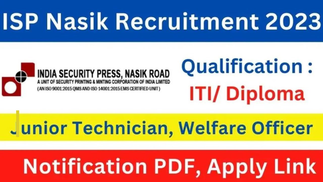 Indian Security Press Welfare Officer & Jr Technician 2023 || ITI ...