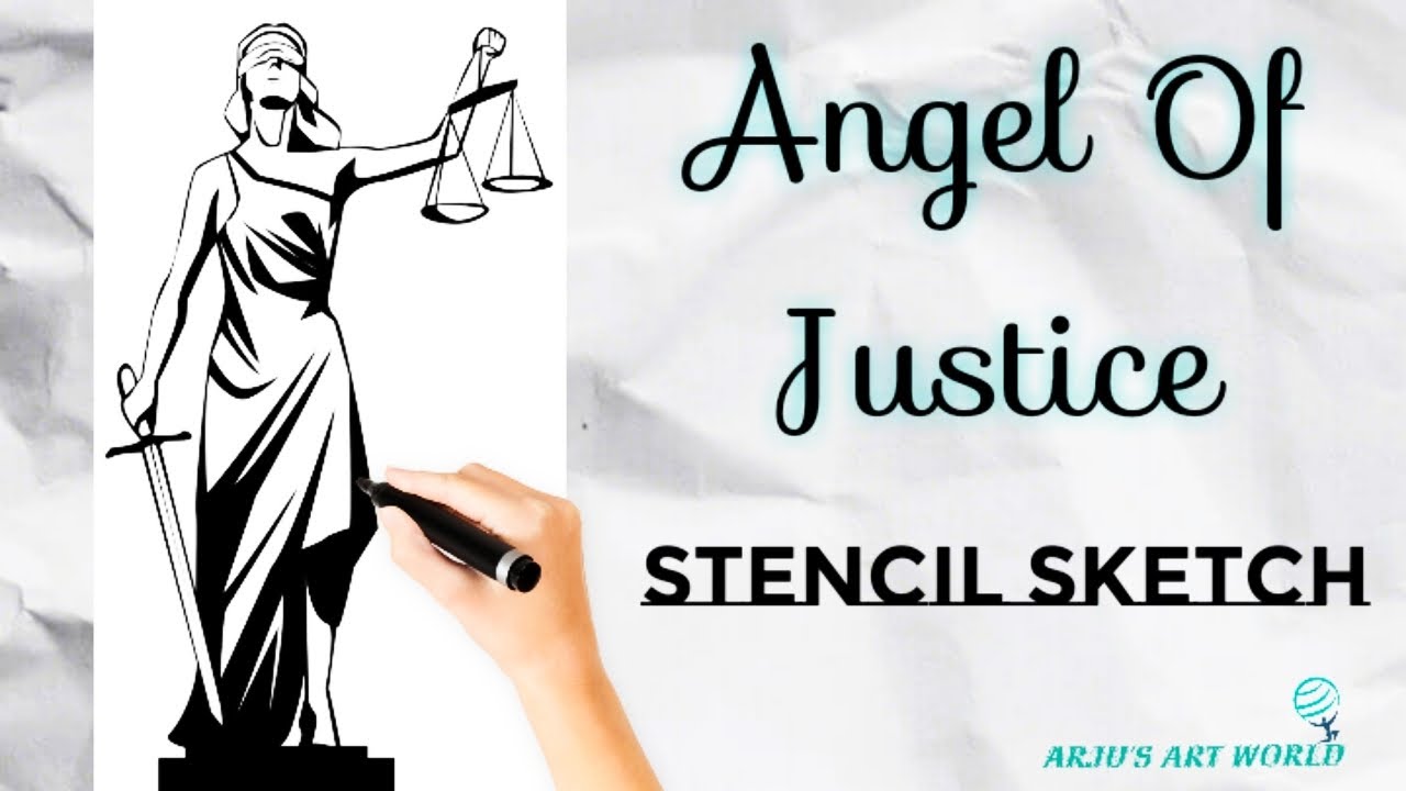Angel Of Justice Stencil Sketch [ How To Draw Angel Of Justice Using ...