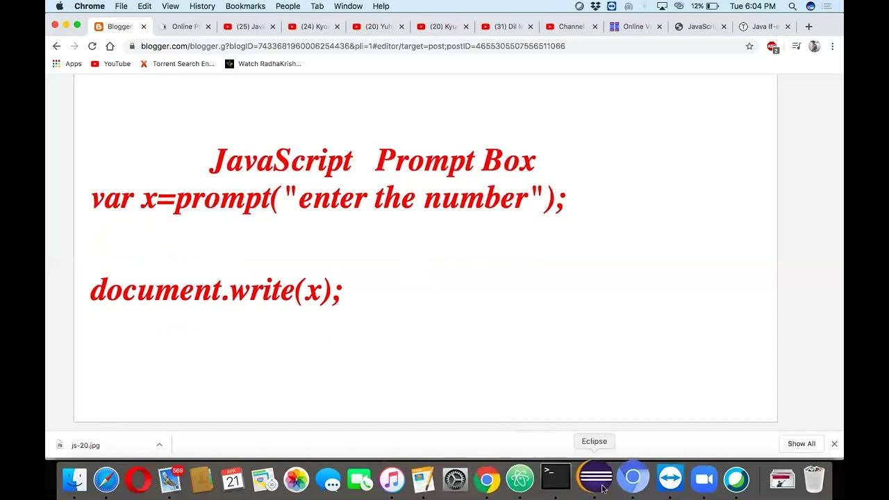 Javascript Prompt Box ( Lecture -20 ) in Hindi - YouTube