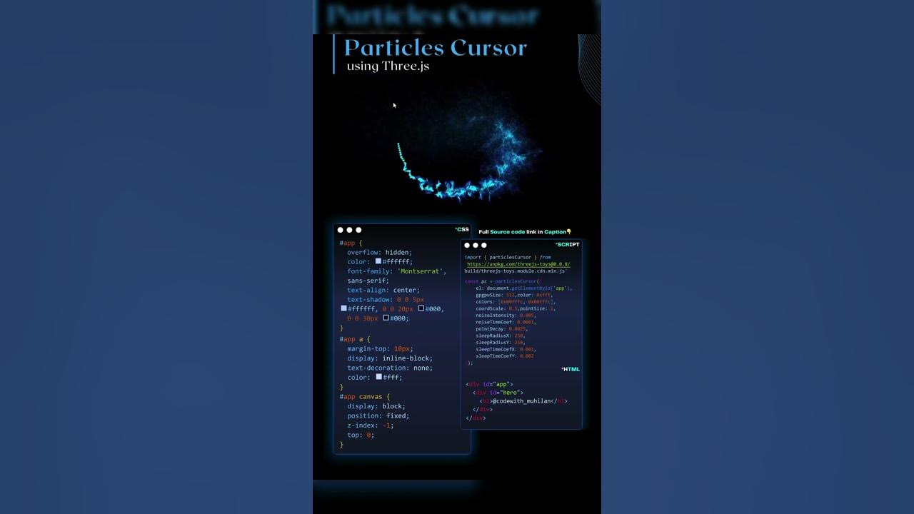 🌌 Create a Stunning Particle Cursor Effect with Three.js! 🖱️💫||#shorts #shortvideo #cssanimation ...