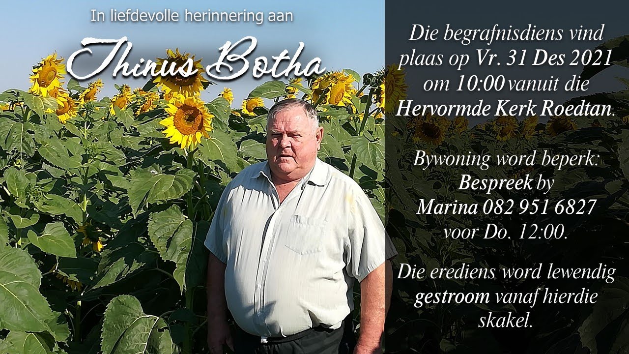Thinus Botha: Begrafnisdiens - YouTube