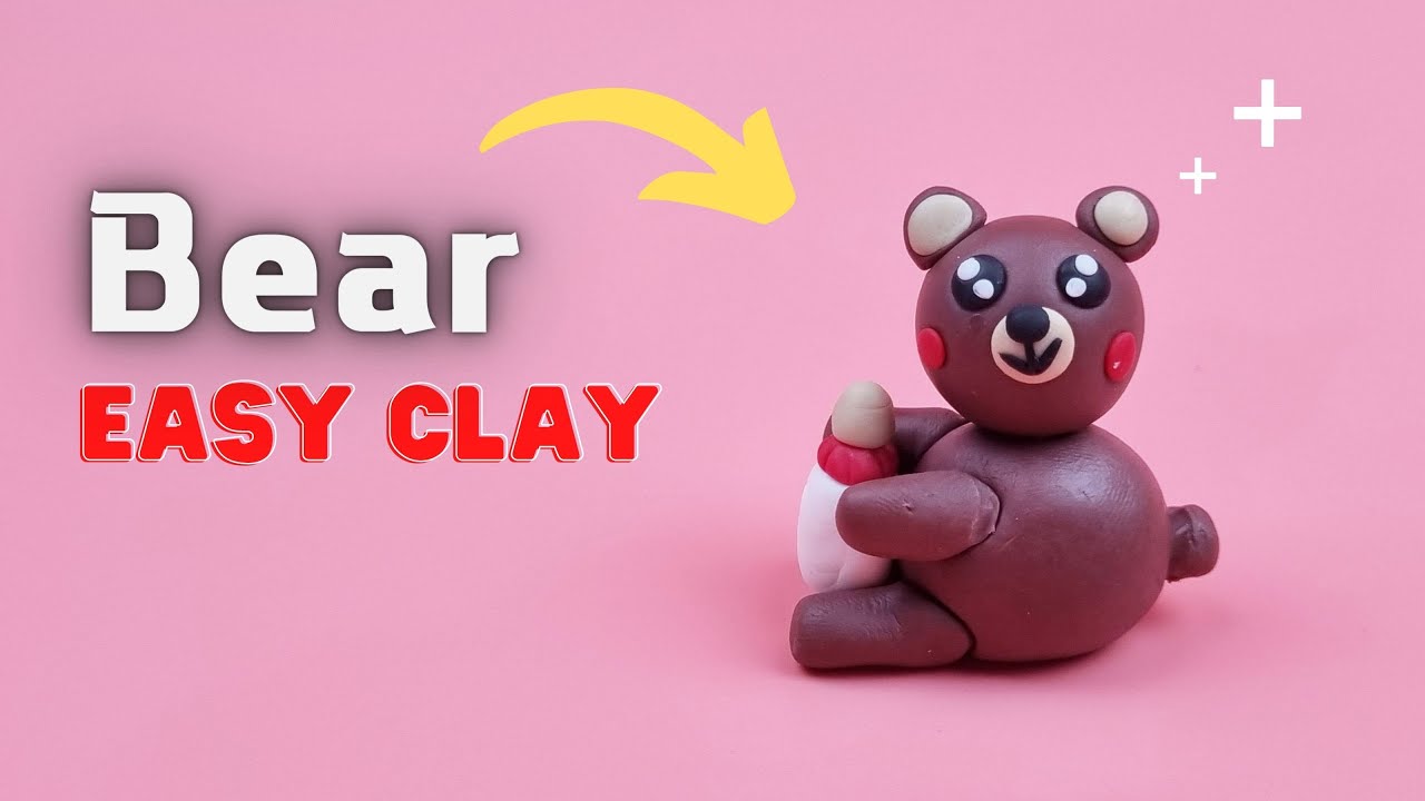 How to make clay Bear easy ️ Making of a Bear from play-doh 😊 polymer ...
