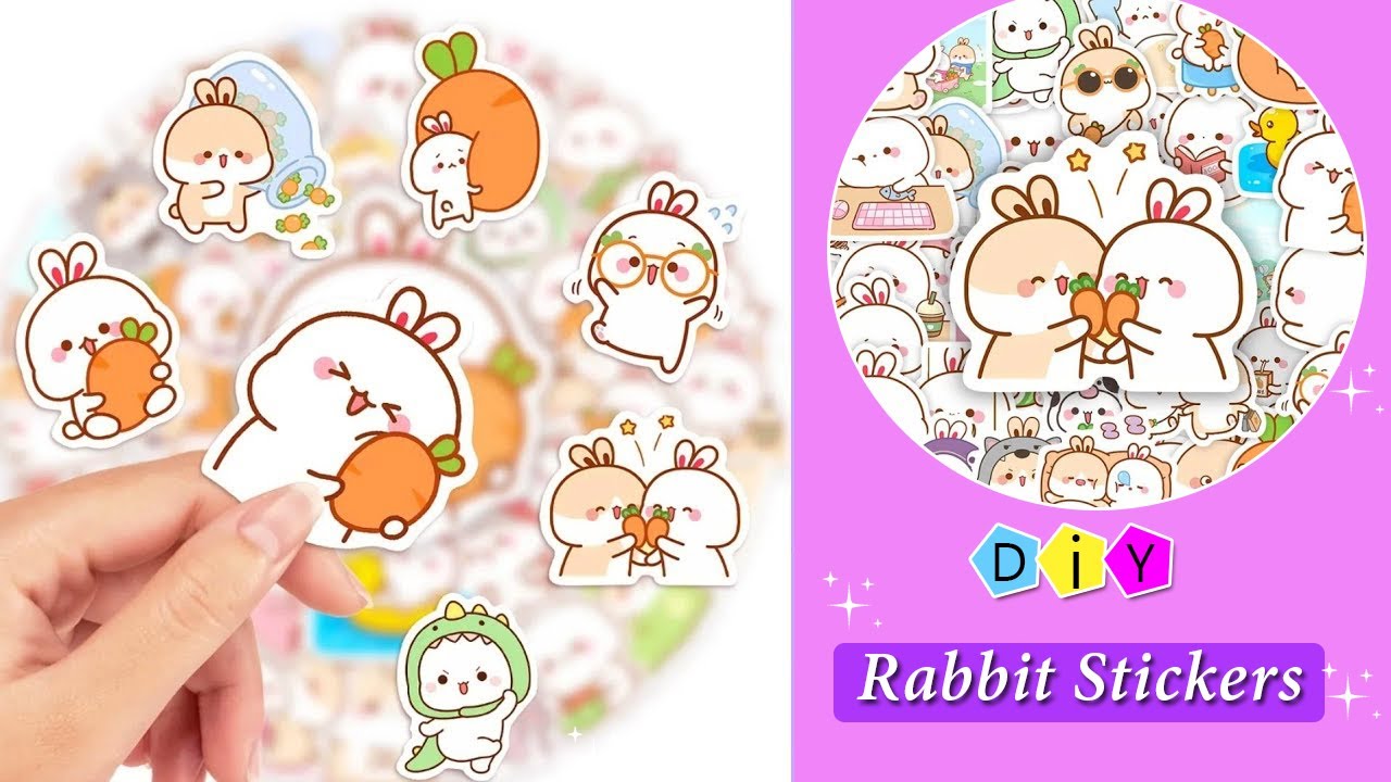 DIY Stationery /DIY Cute Rabbit Stickers /How to make cute rabbit ...