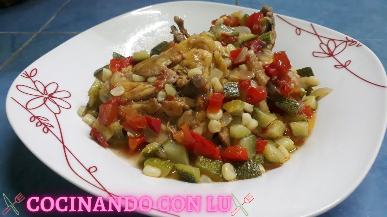 Como hacer Pollo con Calabacitas y Chile morrón🌶😋 muy sabroso - YouTube