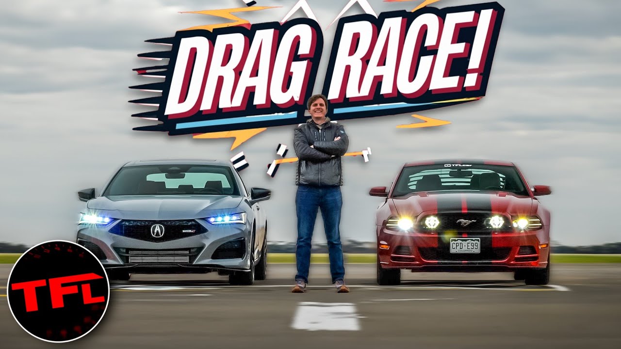 Ford Mustang GT vs Acura TLX Type S Drag Race & Roll Race! - YouTube