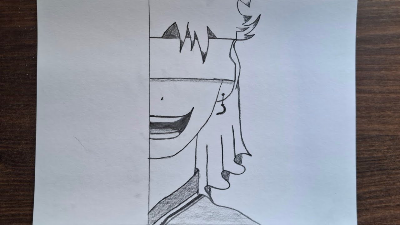 How to draw anime blind drawing || Easy anime drawing step by step ...