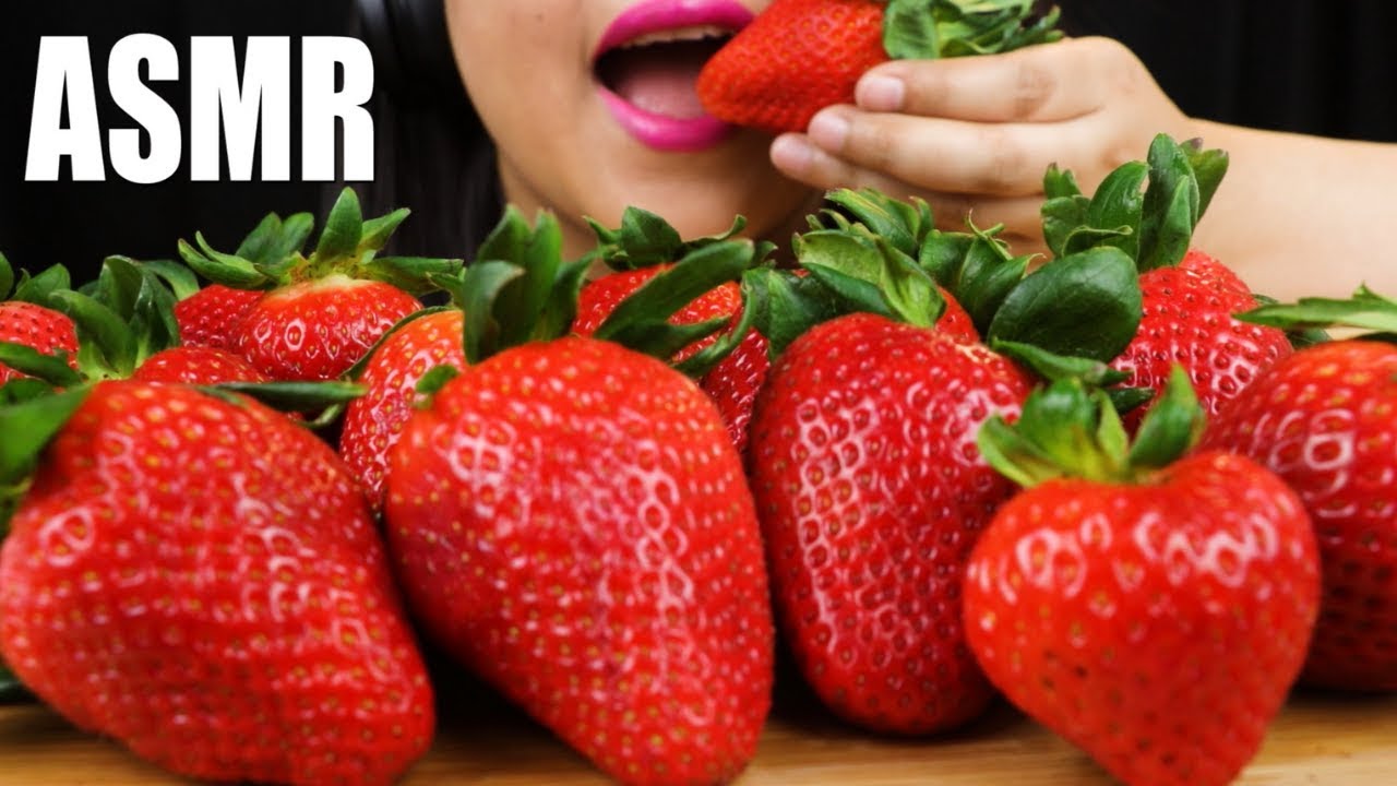 ASMR GIANT STRAWBERRIES FRUIT PLATTER | SoftJuicy Eating Sounds| LISHH ...