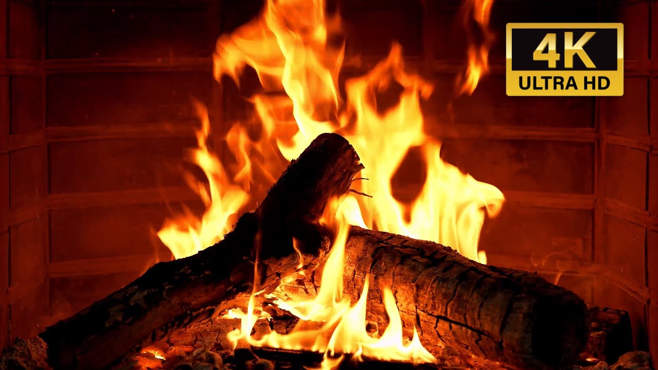 FIREPLACE 4K 🔥 Fireplace video with Burning Logs & Fire Sounds ...