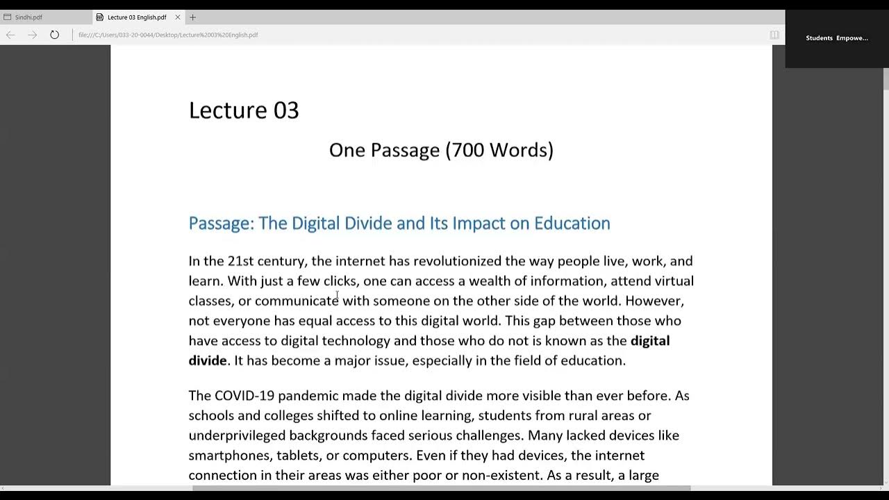 Lecture 03 Part-01 || Passage || Reading Comprehension || How To Solve Passage? || Mr. Ali Bux ...