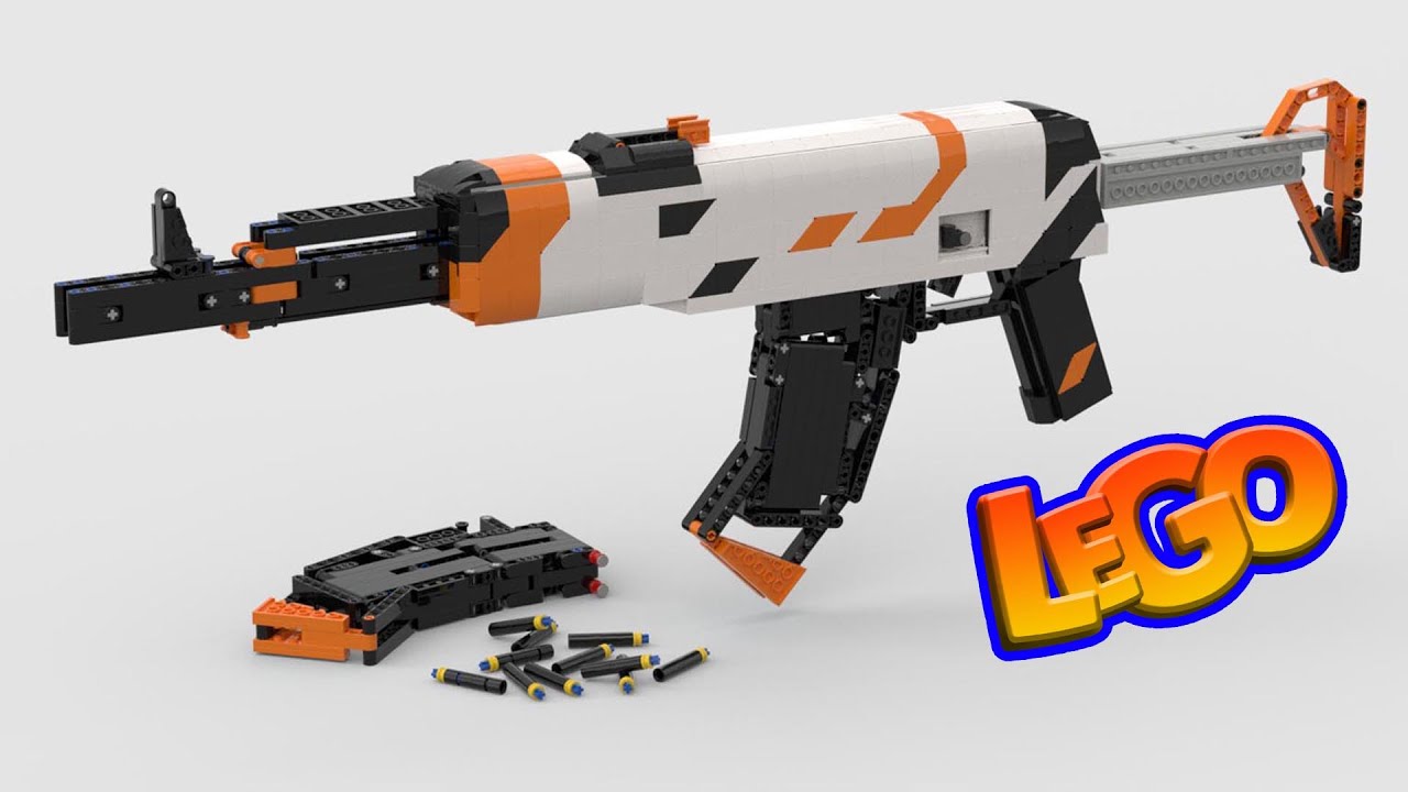 LEGO CSGO AK47 Asiimov Assault Rifle: Working Cartridge Shooting Toy ...
