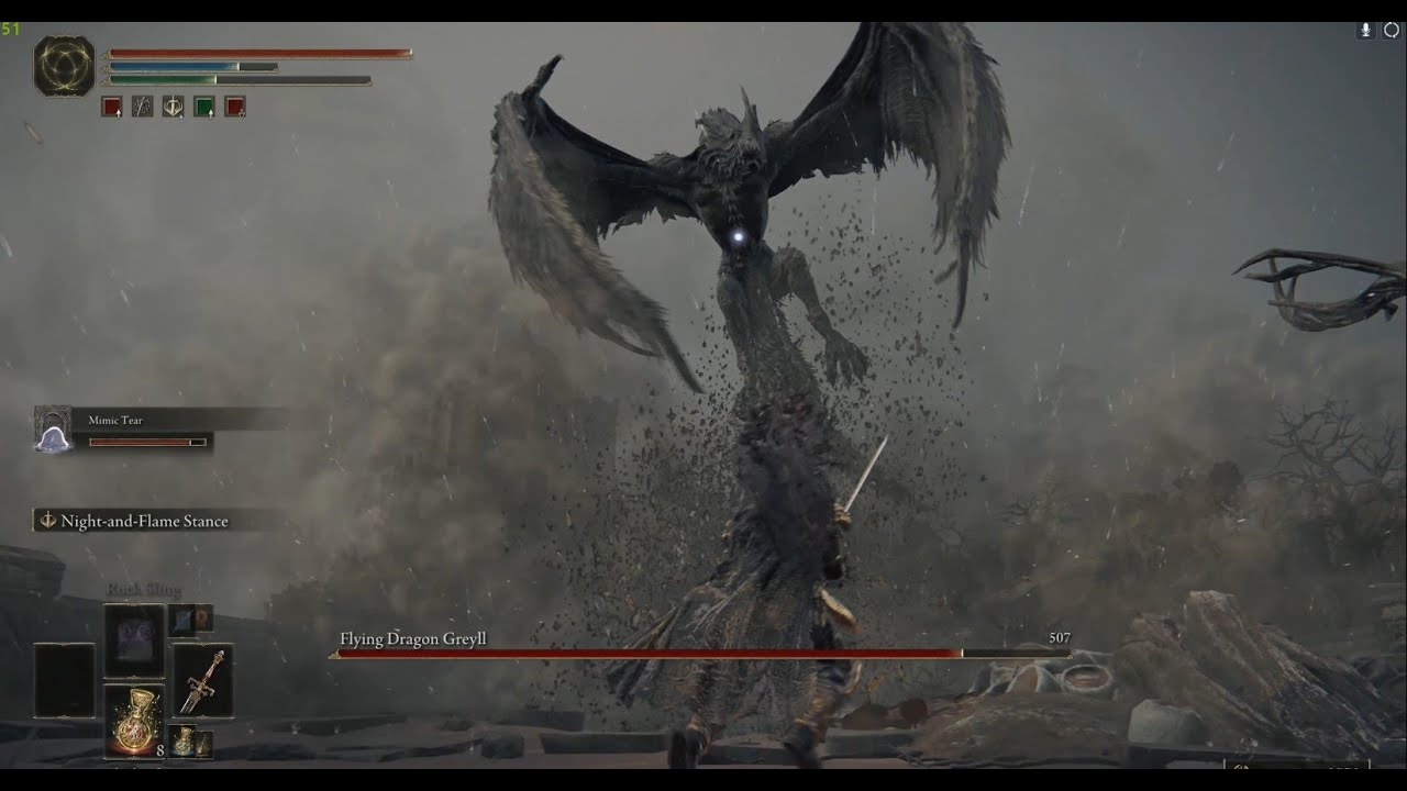 Flying Dragon Greyll | Dragon BOSS | Night and Flame Sword | - Elden ...