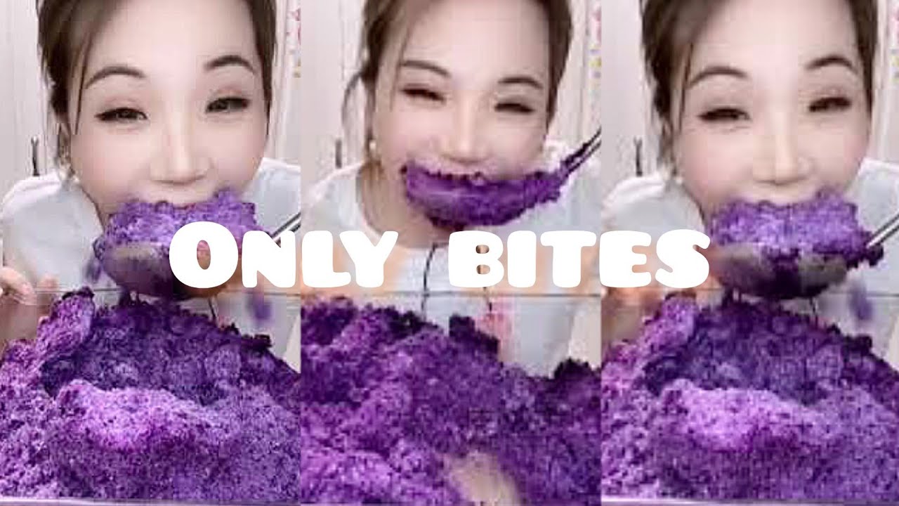 Yy Purple Huge Spoons|Squeaky crunchy extremely bites|Only bites ASMR ...