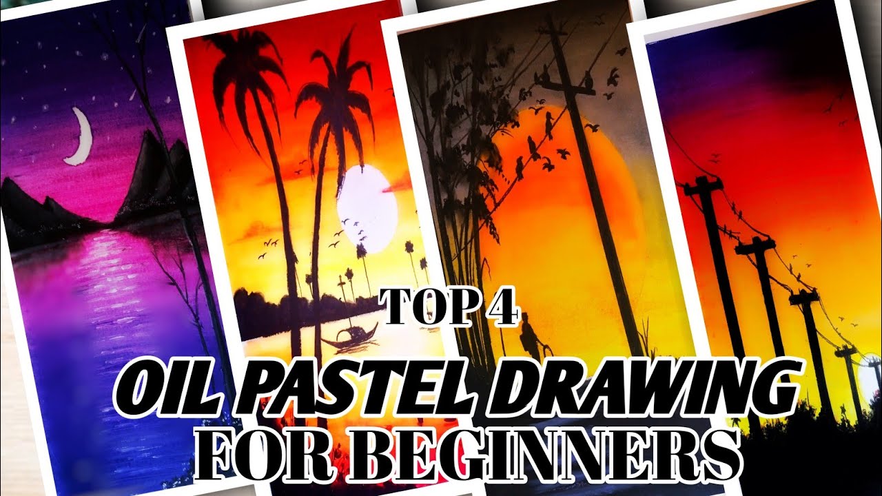 Oil Pastel Drawing For Beginner/ Easy Scenery Drawing With Oil Pastel ...
