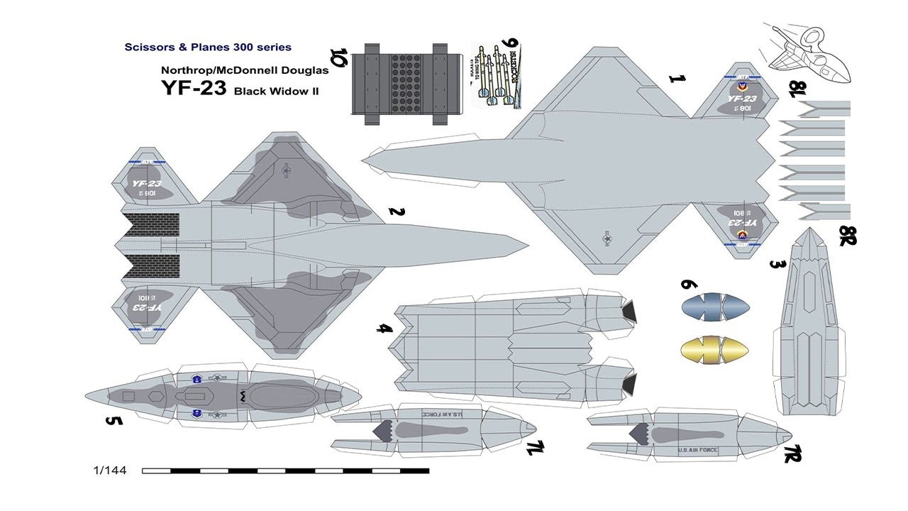 DIY Tutorial membuat Pesawat Northop YF-23 Black Widow II dari kertas ...