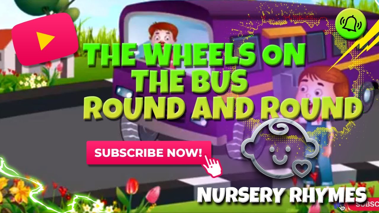 The wheels on bus animated lullaby song + more nursery rhymes & kids ...