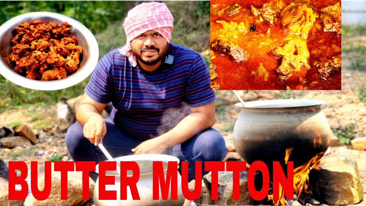 butter mutton cook in deep forest 😋 //mutton curry easy recipe 😋 - YouTube