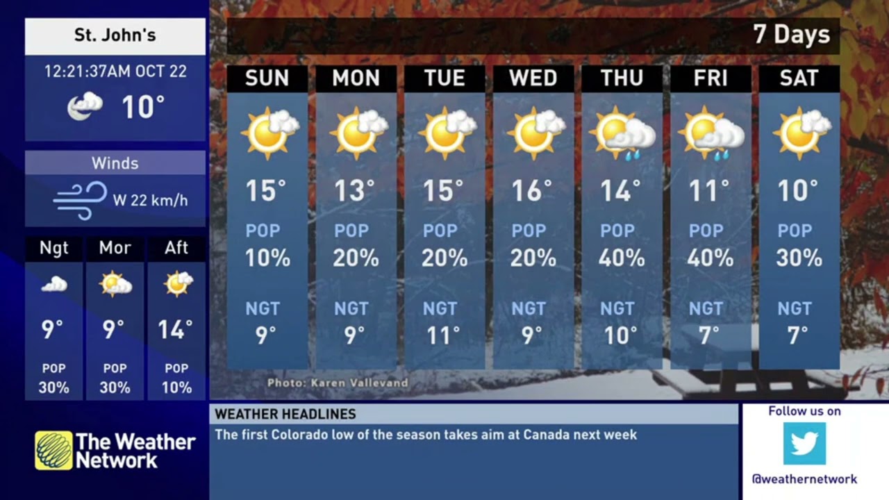10/22/2022 - The Weather Network (Local Forecast - St. John's, NL ...
