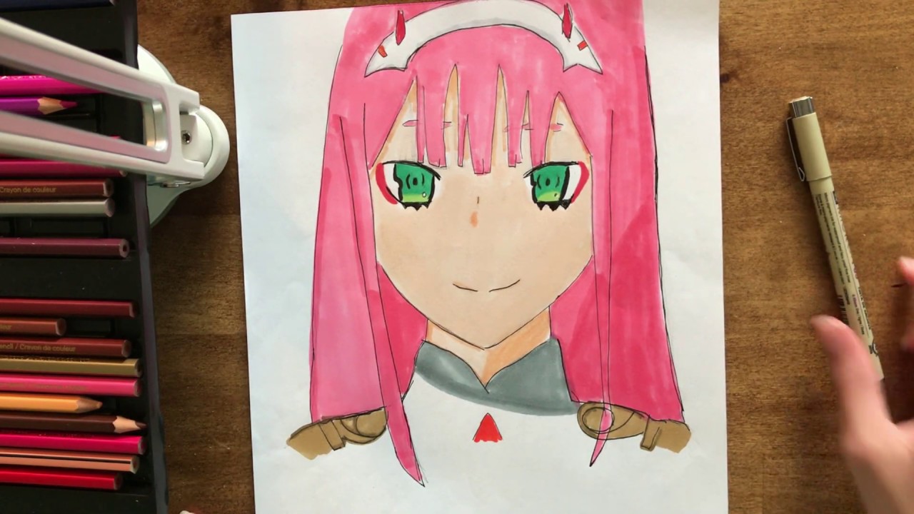 Zero Two Time Lapse Drawing - YouTube