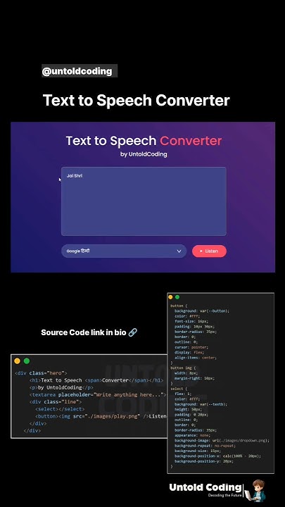 Text to Speech Converter | Mini Project | #untoldcoding #webdevelopment ...