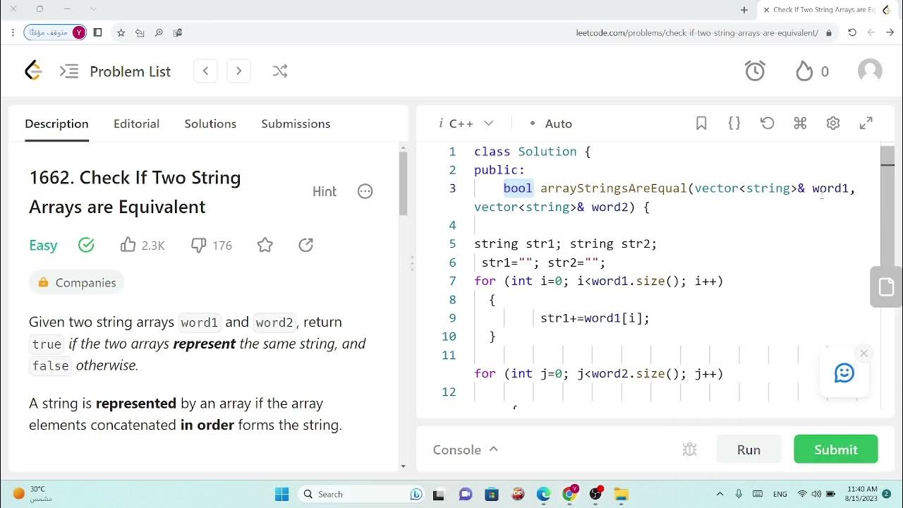 1662 Check If Two String Arrays Are Equivalent Youtube
