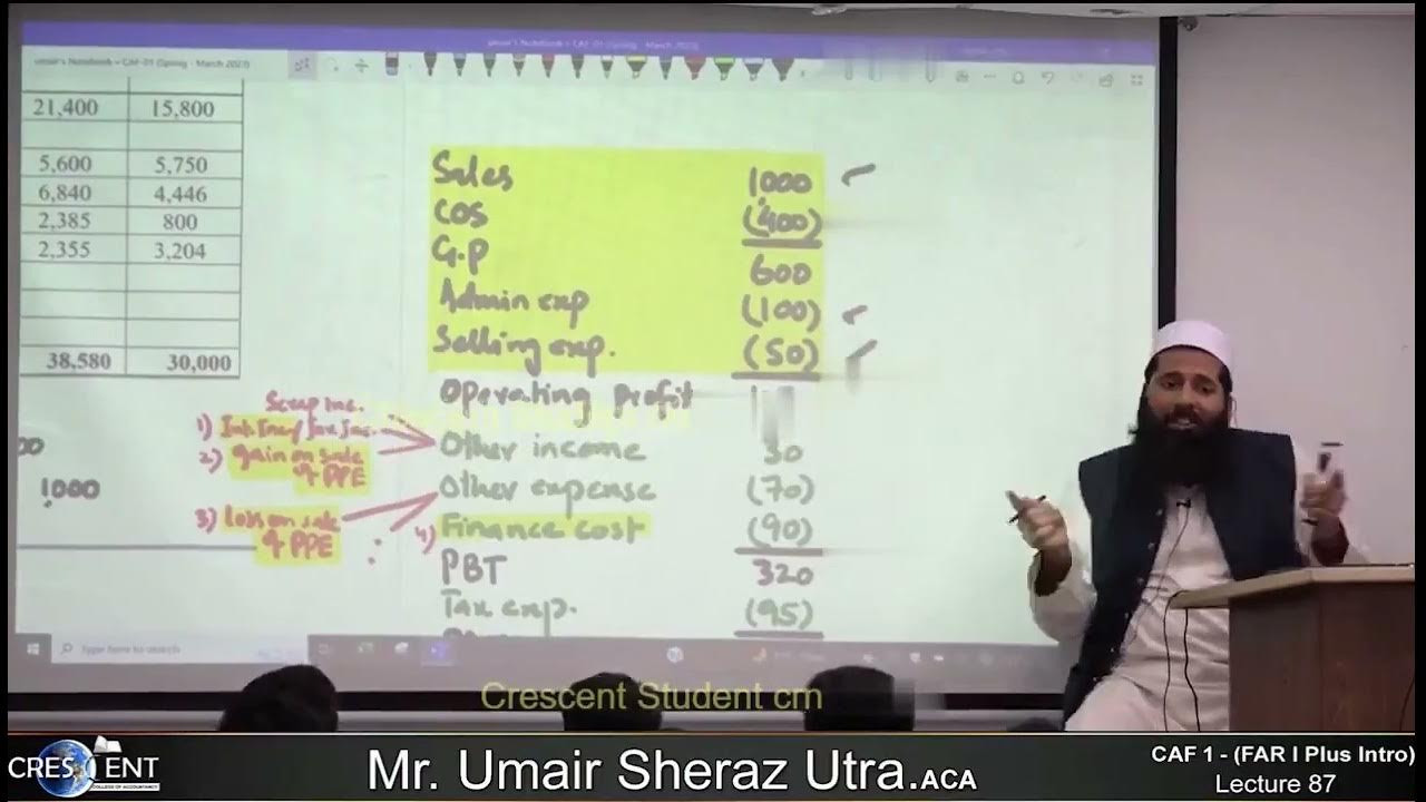 CAF 01 FAR1 Lecture 87 Umair Sheraz Online Free ||| Crescent College ||| CA Pakistan Platform ...