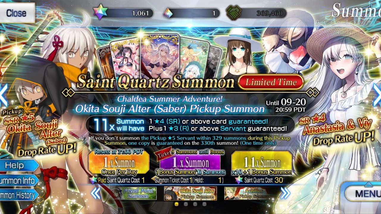 [FGO NA] Summer Okita Alter rolls - YouTube