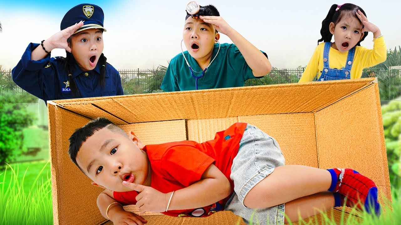 Extreme Hide and Seek in Boxes Challenge For Fun Kids at KidsPlay - YouTube