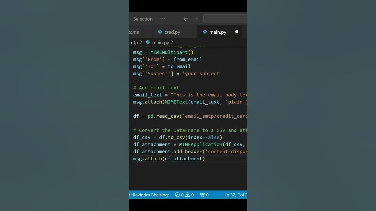 How To Attach A Dataframe To The Sending Mail Using Python Coding Pythonprojects Shorts
