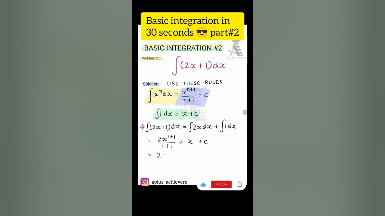 Basic integration problem #2 in 30 seconds | Class 11th and 12th # ...