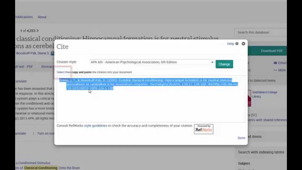 APA citations with PsycArticles Database - YouTube