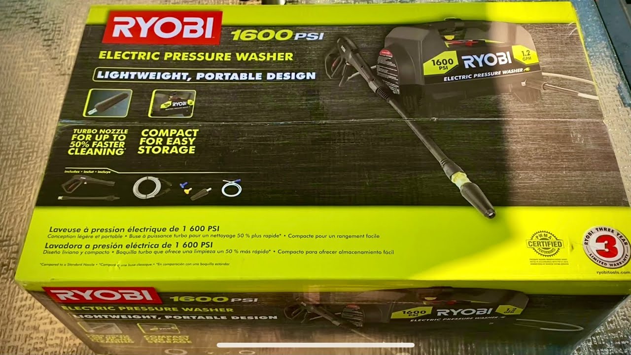 Review of Ryobi 1,600 PSI Electric Pressure Washer - YouTube