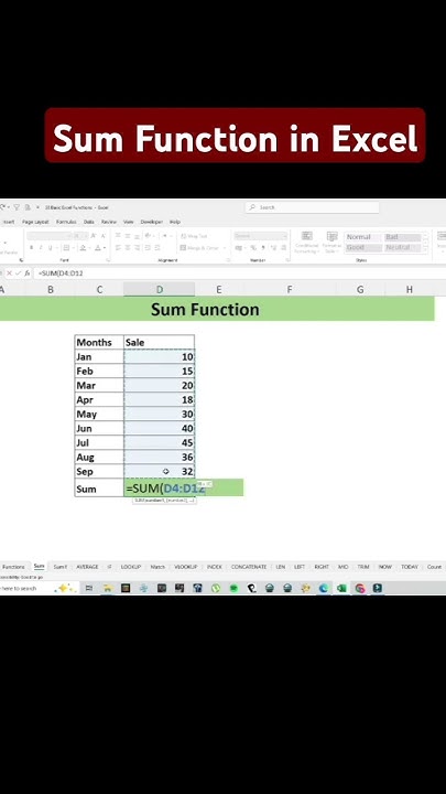 Sum Function in Excel. #excel #exceltips #exceltricks #exceltutorial #shorts #excelshorts - YouTube