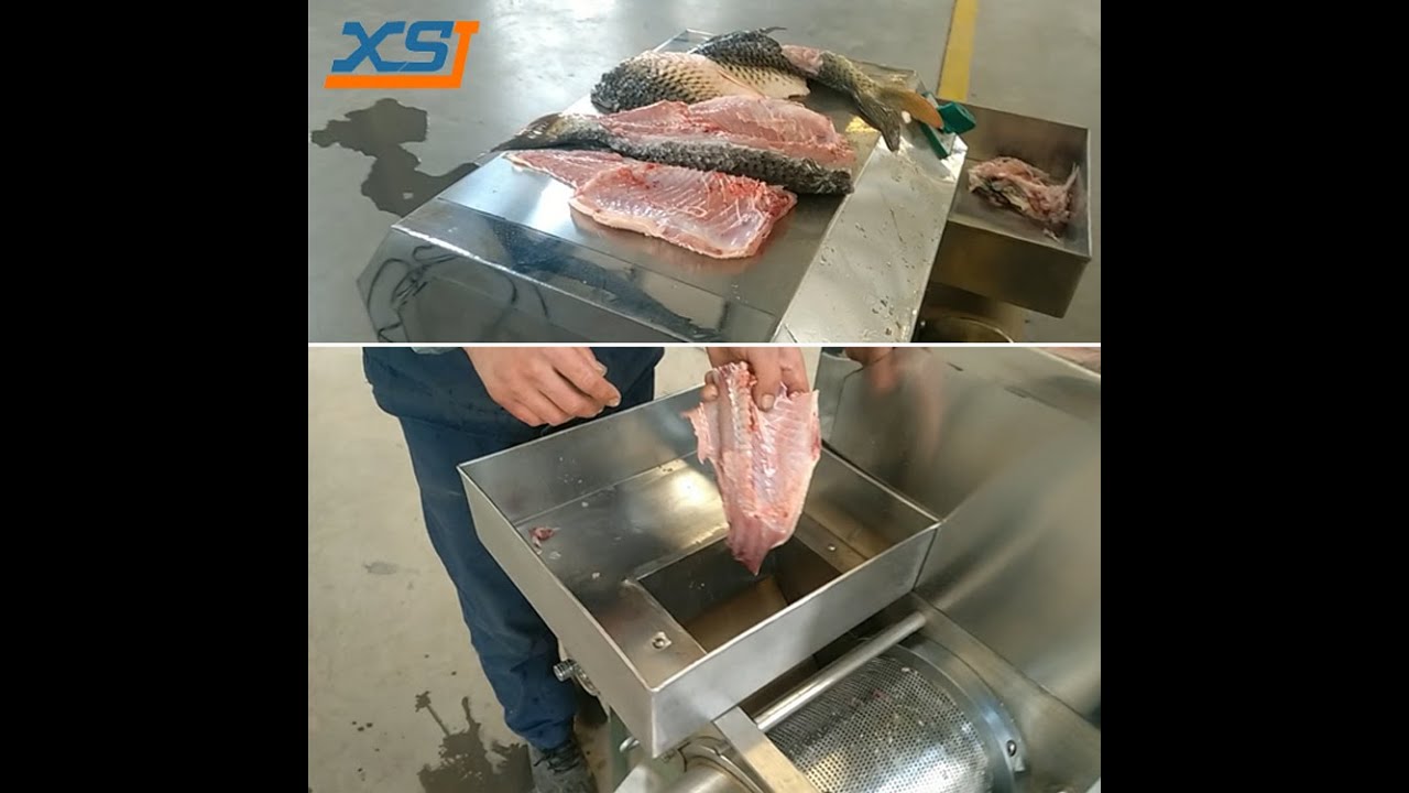 Fish deboner processing machine - YouTube