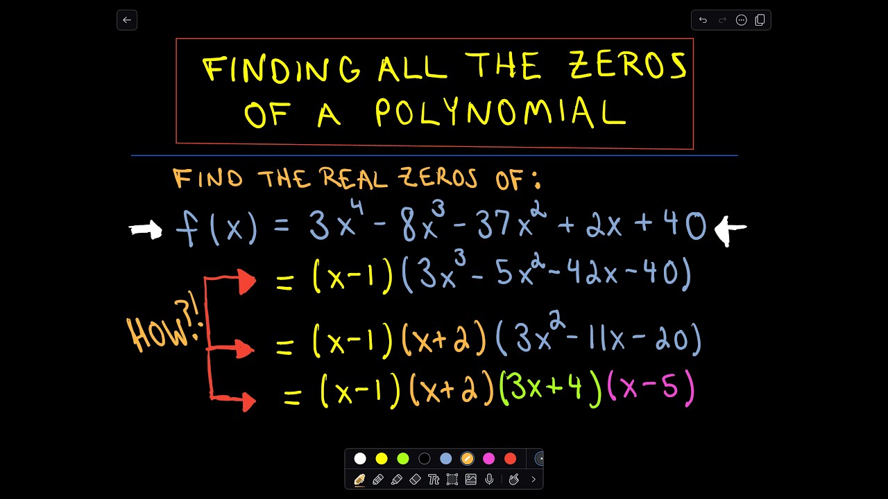 Finding All The Zeros Of A Polynomial Step by Step Example Using