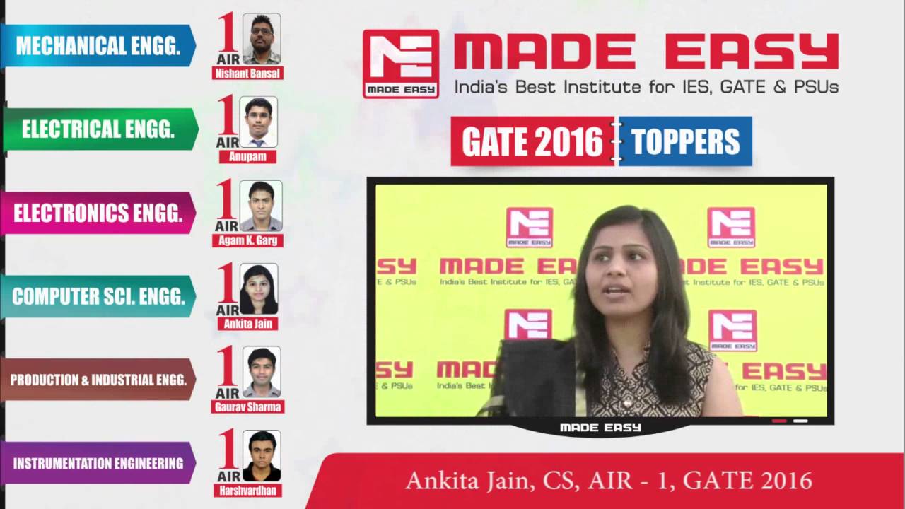Ankita Jain, CS AIR-1, GATE 2016 -MADE EASY Student - YouTube