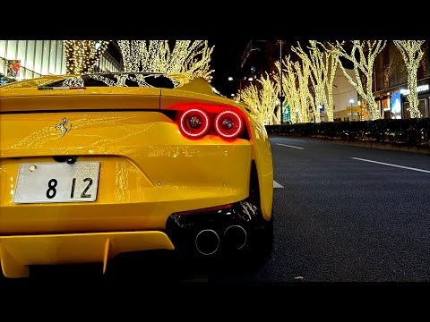 Tokyo Christmas Lights in Omotesando → Shibuya Scramble (POV) | Ferrari 812 V12 [4K] [No Talk]