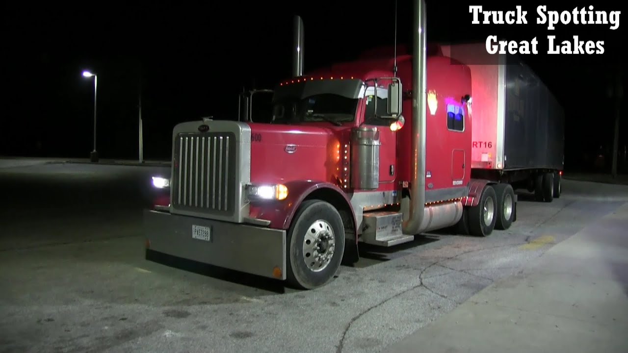 NICE Red Peterbilt Semi Truck At Sarnia Truck Stop - YouTube