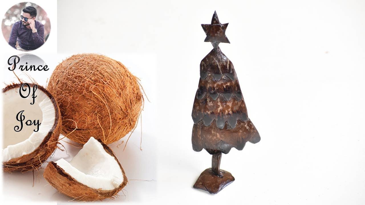 How to make Coconut shell Christmas tree / Coconut shell craft ideas ...